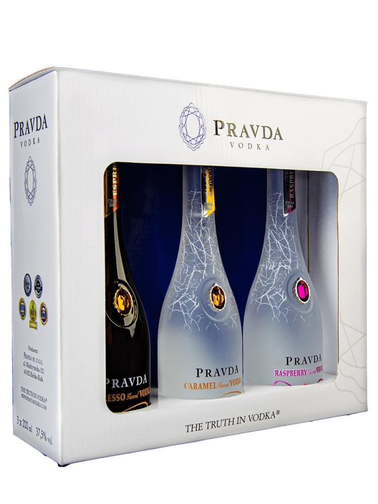 Wódka Pravda zestaw 3 x 0,2l - Coconut, Espresso, Raspberry 37,5%