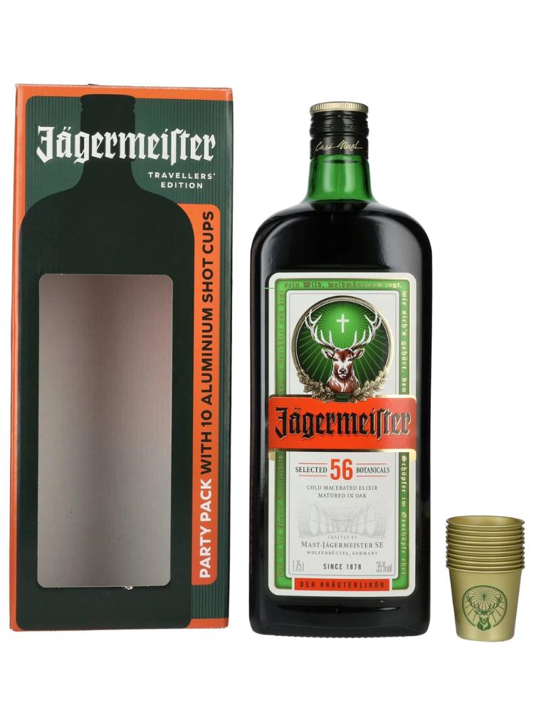 Likier Jagermeister 1,75L Party Pack 35% + 10 metalowych kieliszków